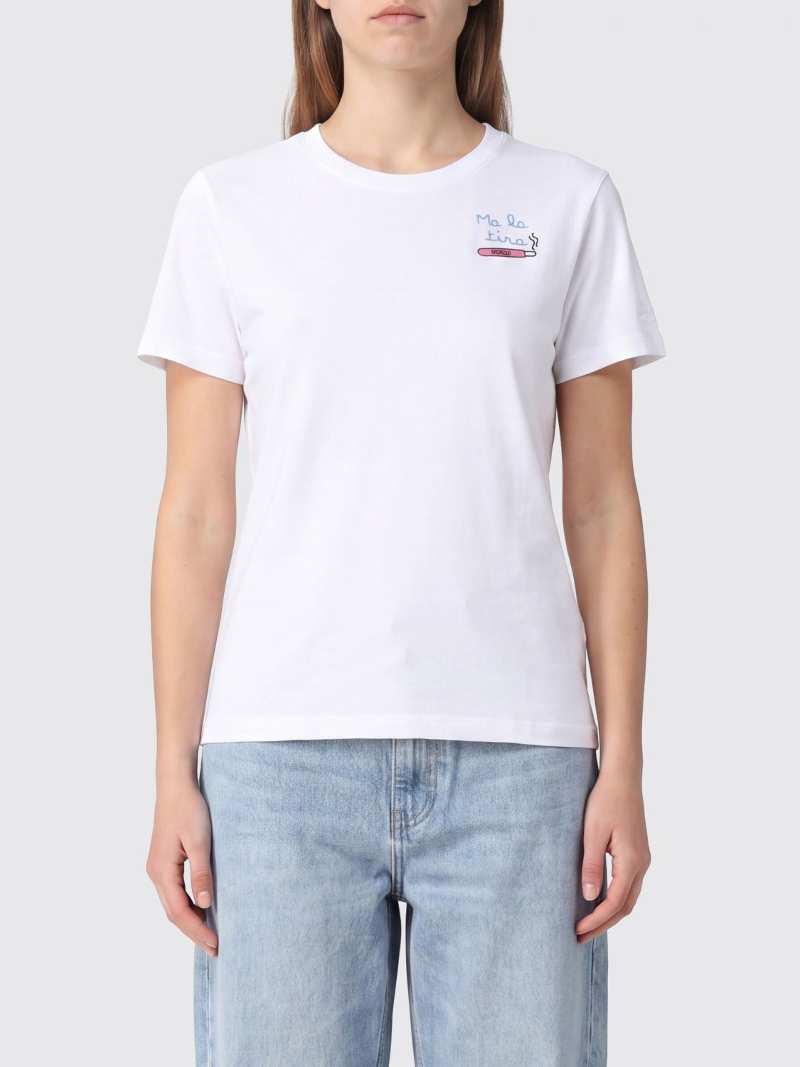 MC2 SAINT BARTH Mc2 Saint Barth Crewneck Cotton T-Shirt with Graphic Print and Logo